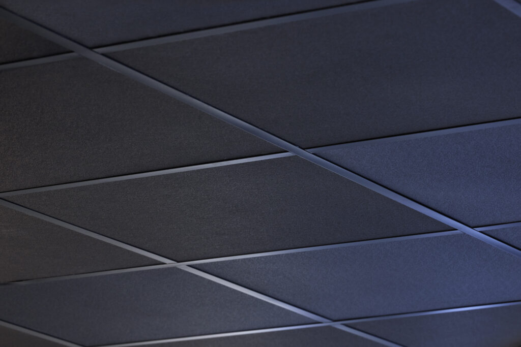 Black Gridstone Ceiling Panels Elevate Spaces - Association of the Wall ...
